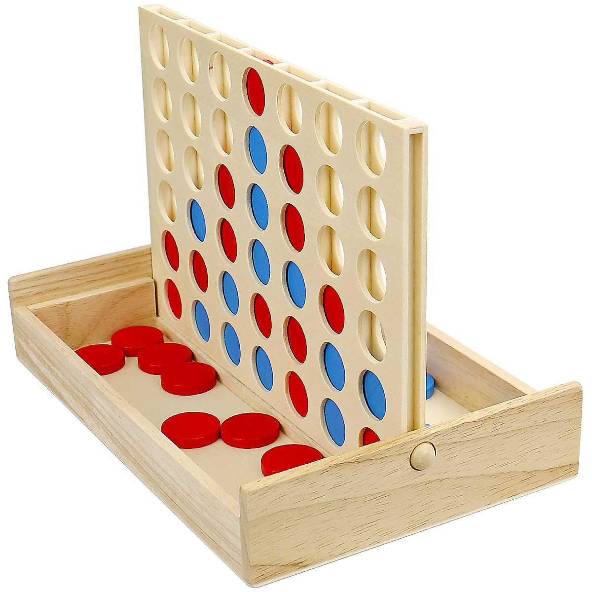 JOYPRO Wooden 4 in a Row Game, Kids Board Games for Kids 5 6 8 10 12 Year Olds, Travel Games for Kids and Adults, 2 Player Classic Family Board Games for Christmas Birthday Gift Coffee Table Decor