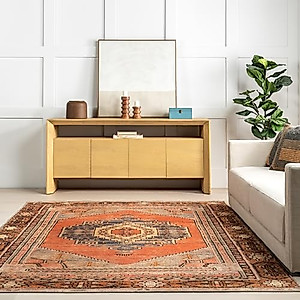 nuLOOM Kamila Tribal Machine Washable Runner Rug, 2' x 8', Orange
