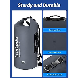 Luxtude Waterproof Dry Bag for Women Men, 5L Thicker Waterproof Backpack with Phone Case, Roll Top Floating Marine Dry Bags for Kayaking, Rafting, Hiking, Swimming, Boating, Beach etc. (Black)