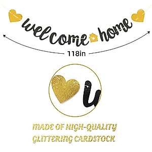 Welcome Home Banner with Two Heart and A Vivid Home Sign Flash Party Decorations, Funny Home Party Sign Decors Family Party Housewarming Banner for Family Theme Party Supplies Decorations