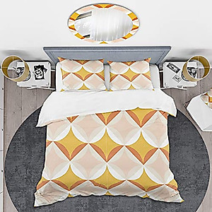 DesignQ Retro Abstract Design XII Mid-Century Modern Duvet Cover Set, Yellow Duvet Cover Set King, 0 Bedding Set of 3 Pieces, All Season Mid-Century Modern Bedding Sets King