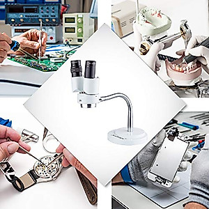 AmScope - 8X Magnification Binocular Stereo Microscope w/ 360 Revolve - Dental, Lab, Electronic Repair, Soldering, Shop Gooseneck Illuminator - SE508