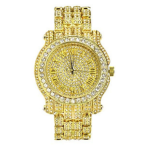 Techno Pave Iced Out Watch - Gold