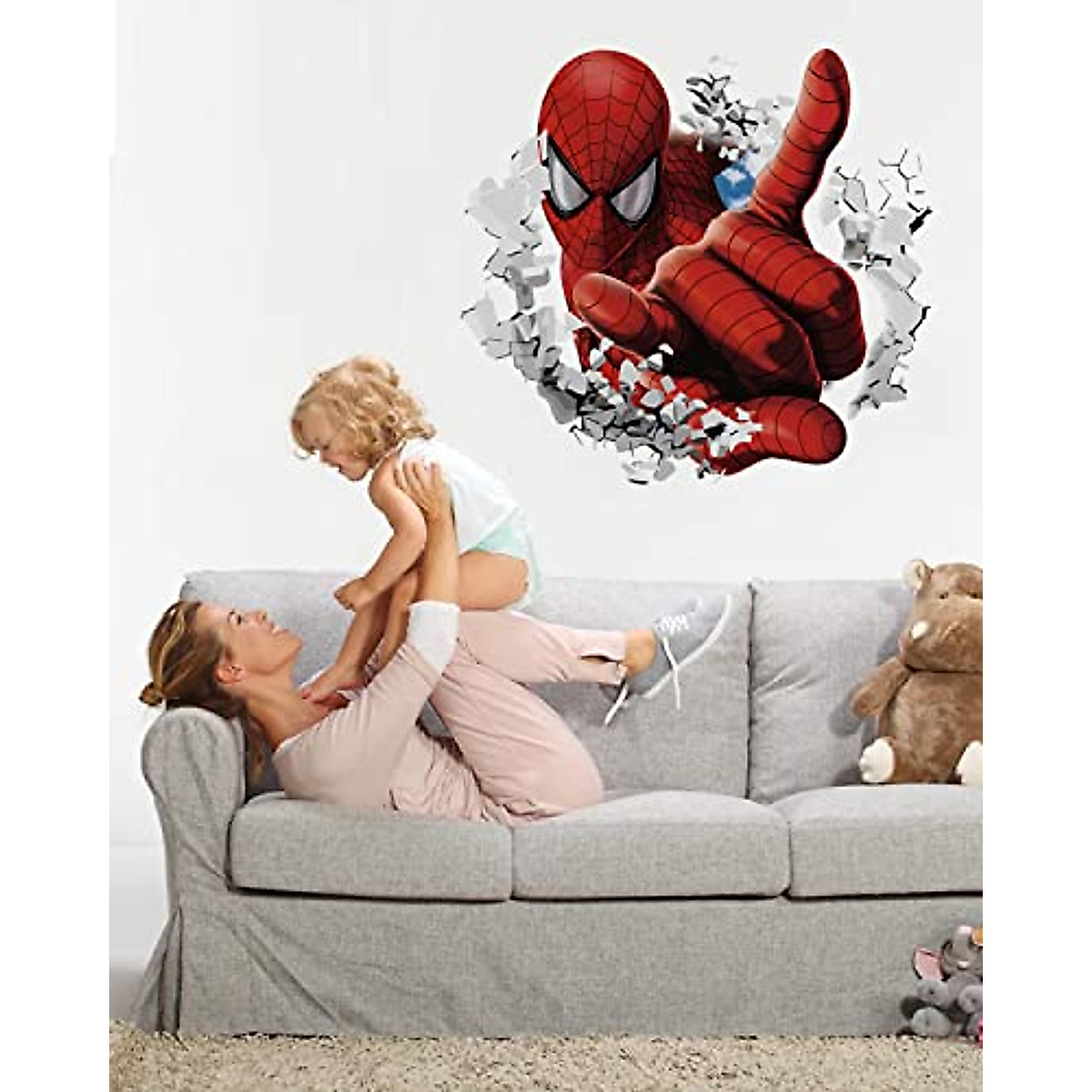 Kids Superhero Wall Decals Spiderman Wall Poster Decal Stickers Wall Decal Peel and Stick for Boys Bedroom Playroom Wall Decor