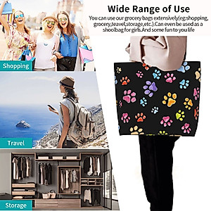 Colorful Dog Gone Pawful Paws Waterproof Tote Bag Women Large Capacity Shoulder Grocery Shopping Bags