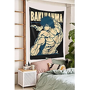 Flokoo Anime Baki The Grappler Baki Hanma Tapestry Wall Art Decor Hanging For Living Room Dorm Kitchen Bedroom Home 40x60 Inch