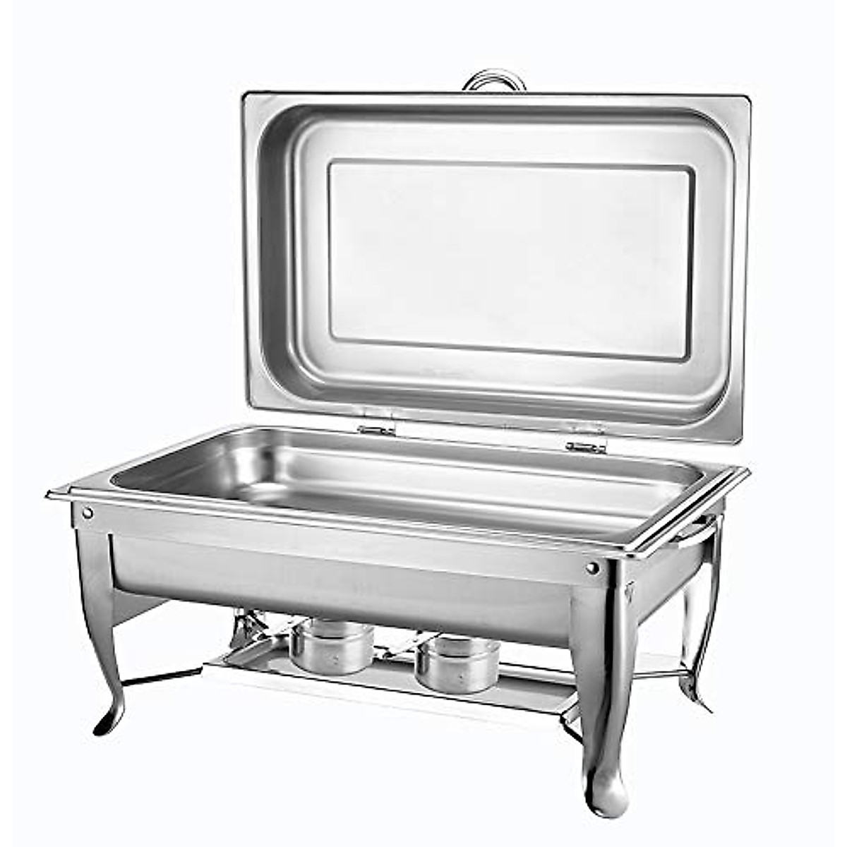 CHEFQ [2 Pack| 8Qt Deluxe Hinged Chafing Dish Foldable Frame Buffet Chafer Stainless Steel Food Warmer and 2 Aprons