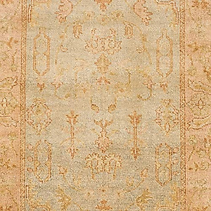 SAFAVIEH Oushak Collection Area Rug - 8' x 10', Soft Green & Rust, Hand-Knotted Traditional Oriental Wool, Ideal for High Traffic Areas in Living Room, Bedroom (OSH112A)