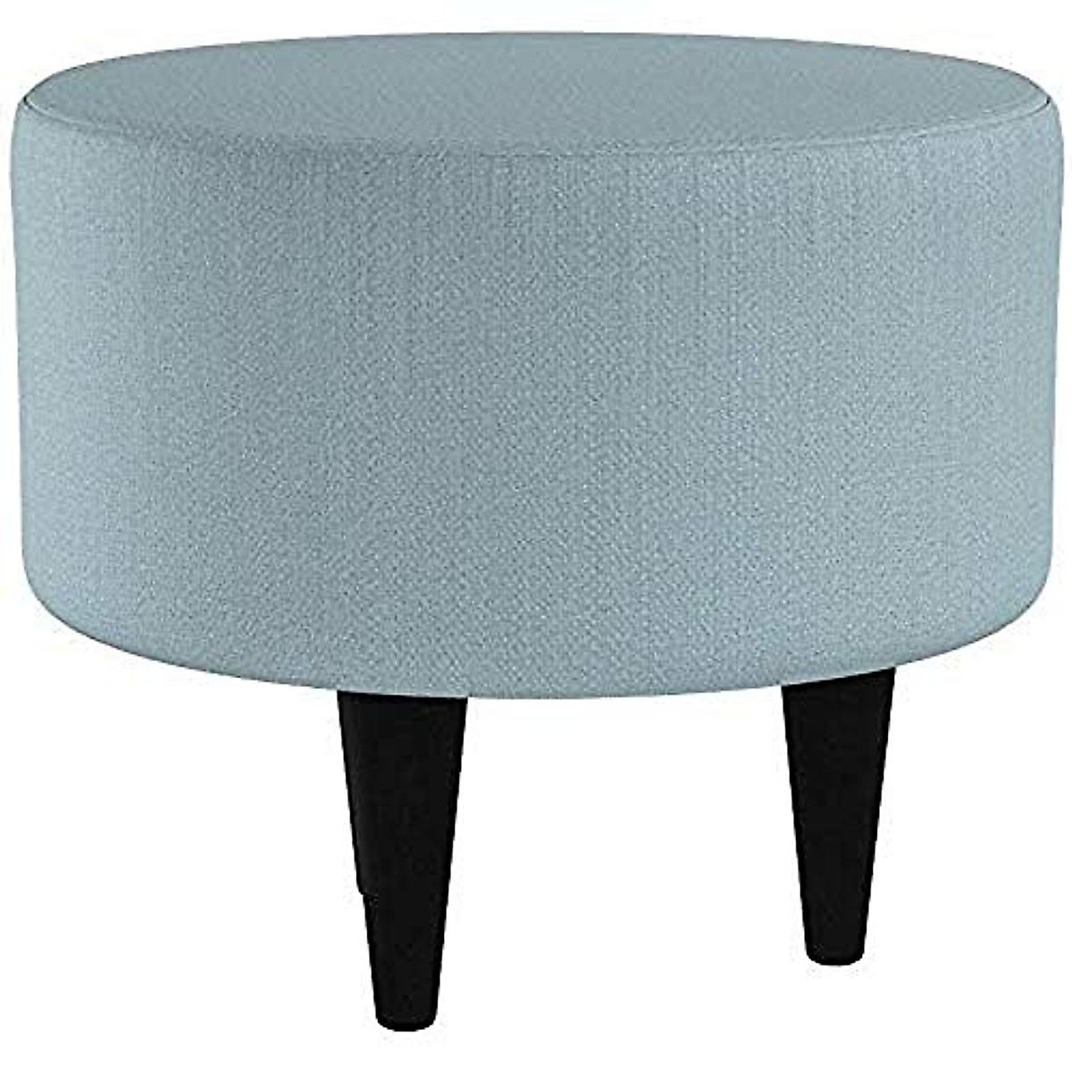 Sole Designs Candice Series Sophia Collection Round Upholstered Ottoman with Espresso Leg Finish, Bay Blue