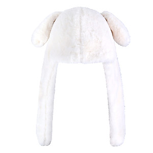 Roffatide Anime Cinnamoroll Dog Ear Moving Jumping Hat Fluffy Beanie Cap Soft Warm Winter Head Wear Cute Hats for Women Beige