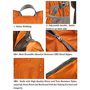 Outlander Packable Lightweight Travel Hiking Backpack Daypack (New Orange)