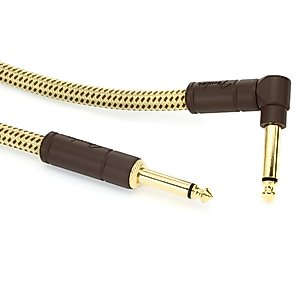 Fender Deluxe Series Instrument Cable, Straight/Angle, Tweed, 15ft
