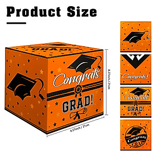 Graduation Card Box, Graduation Card Box 2024 Graduation Decorations, Card Box for Graduation Party 2024, Orange Grad Card Box holder Class of 2024 for College High School Gift Card Box Decor Supplies
