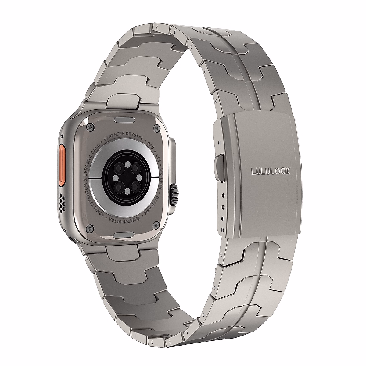 LULULOOK Titanium Band Compatible with Apple Watch Ultra/Ultra 2 49mm, Grade 2 Pure Titanium Metal Smartwatch Replacement Band with Folding Clasp for Men