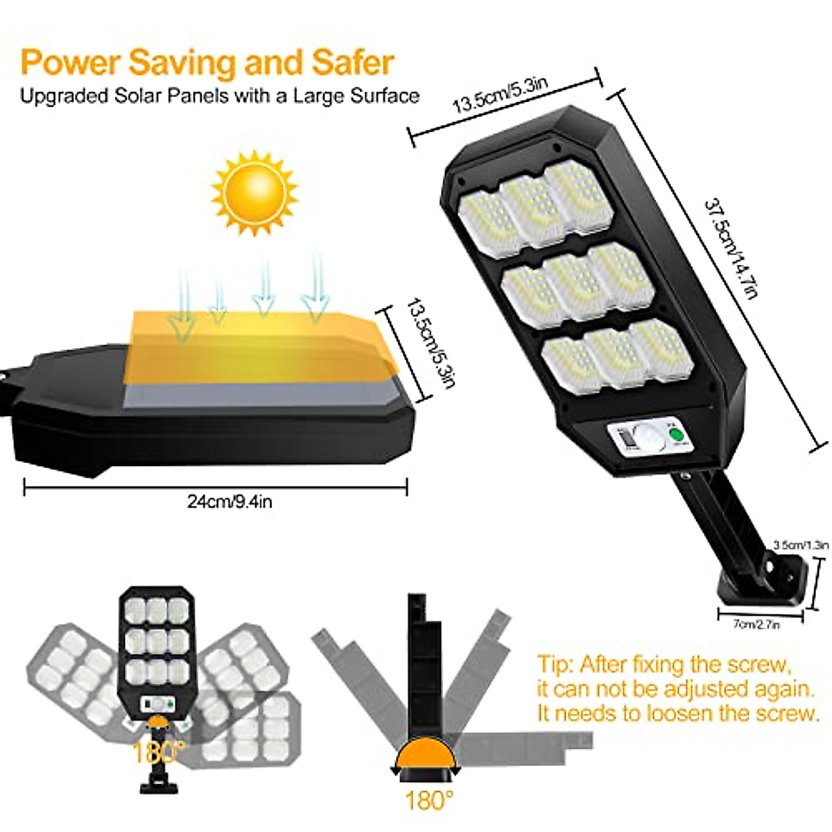 Led Solar Street Lights Outdoor, 2 Pack 279 Led Remote Control Solar Parking Lot Lights Wireless Ip65 Motion Sensor Solar Security Wall Light with 3 Modes for Garden, Street, Deck, Yard, Garage, Patio