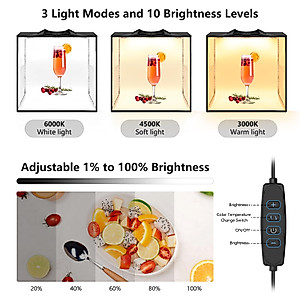 Uyled Light Box Photography 16"x16" Professional Dimmable Shooting Tent Kit with CRI >95 3000-6000K Photo Box with 120 LEDs Lights + 6 Photo Backdrops for Jewelry and Small Items Product Photography