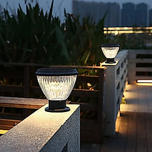 Kangl Solar Column Headlight Home Outdoor Garden Villa Pillar Lamp Waterproof Outside Landscape Fixtures,Creative Pumpkin Shape Fence Lights,for Walkway Path Driveway(Warm White)