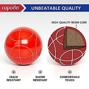 ropoda 90mm Bocce Ball Set with 8 Balls, Pallino, Case and Measuring Rope for Backyard, Lawn, Beach & More (4 to 8 Person Bocce Ball Set)