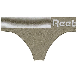 Reebok Women's Thongs - 4 Pack Performance Seamless Thongs for Women Sexy Panties - Breathable Underwear for Women (S-XL), Size X-Large, Pink Space-dye/Green/White/Charcoal