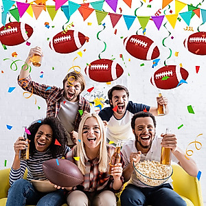 24 Pieces 7.9 Inch Football Party Decorations Football Hanging Swirls Football Party Supplies Sports Whirls for Football Bowl Game Day Football Fans Club Birthday Themed Home Decorations(Football)