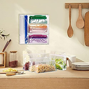 Chris.W Ziplock Bag Organizer for Drawer, Acrylic Wall Mount & Countertop Baggie Box Plastic Food Bag Storage Holders, Compatible with Sandwich, Gallon, Quart & Snack Variety Size Bags (Clear)
