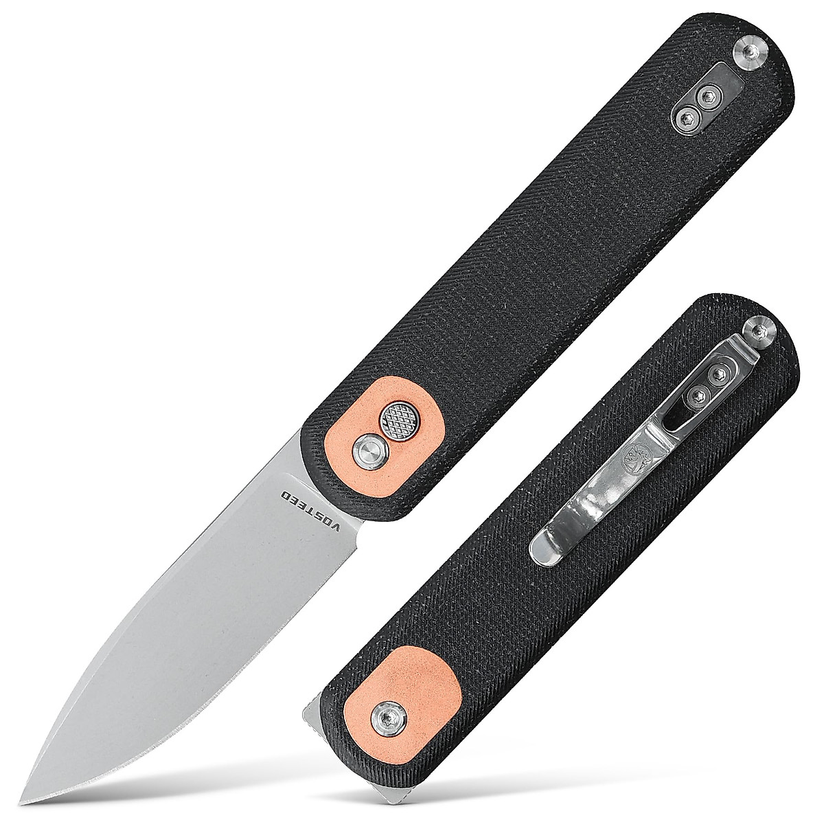 Vosteed Corgi Small Folding Knife, Flipper Knife with Clip for Men Women Gifts, Patented Trek Lock Pocket Knife 2.99" Sandvik 14C28N Blade, Micarta Handle for EDC