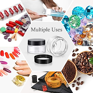 Patelai 4 Pieces Round Clear Wide-mouth Leak Proof Plastic Container Jars with Lids for Travel Storage Makeup Beauty Products Face Creams Oils Salves Ointments DIY Making or Others (Black,1 Ounce)