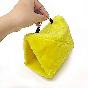 HONBAY 1PCS Yellow Winter Warm Pet Bird Nest Plush Fluffy Birds House Hut Cave Tent Hammock Hanging Cage for Hamster or Parrot (6.7 x 4.7 x 5.1 inch)