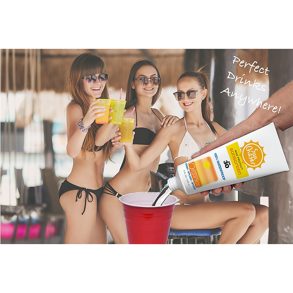 Smuggler's Delight Sunscreen Hidden Alcohol Flask for Cruise Ships & Concerts, Bronzing Oil & Sunscreen Flasks for Hidden Liquor, Set of Four 8oz Bottles, 32oz Total