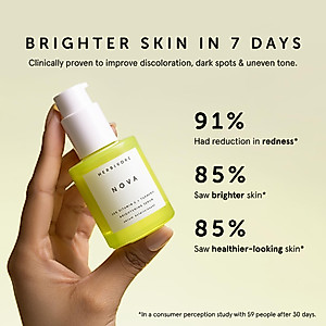 HERBIVORE Nova Brightening Serum for Face – 15% Vitamin C + Turmeric to Visibly Improve the Look of Dark Spots and Even Skin Tone, Plant-based, Vegan, Cruelty-free, 30mL /1 oz