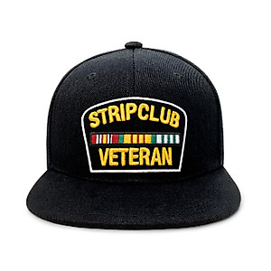 CHOK.LIDS Strip Club Veteran Flat Visor Ball Cap Baseball Cap Snapback Closure PS101 (PS101 Black)