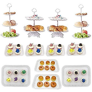 Set of 12 Pieces Cupcake Stands Plastic Dessert Stand Cupcake Holder Plate Serving Tray Fruit Plate for Wedding Birthday Party Fruits Desserts Candy Bar Display White