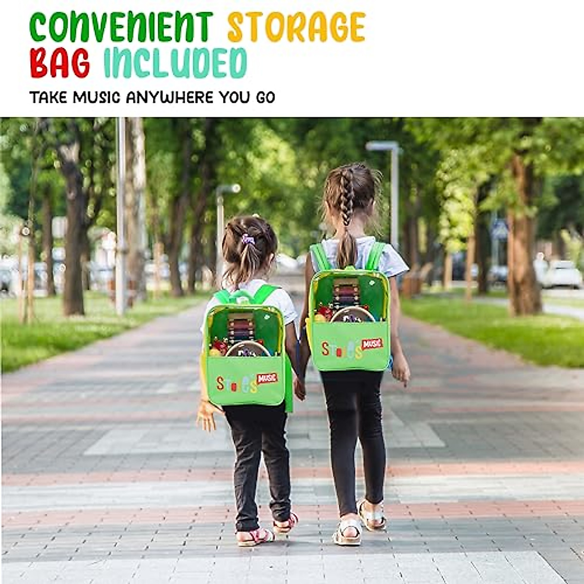 Stoie's Kids Musical Instruments Set for Toddler Ages 1-3, 3-5 - Baby Wooden Percussion Musical Toys for Little Boys & Girls - with Xylophone and Maracas, Drum, Cymbals