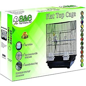 A&E Cage Co. Small Bird Flat Top Cage, 18"x14", Black