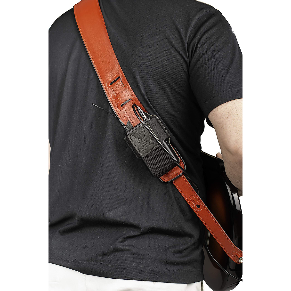 Levy's Leathers Wireless Transmitter Bodypack Holder; Black Leather (MM14-BLK)