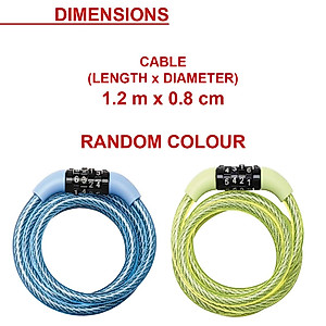 MASTER LOCK Bike Lock Cable [Combination] [1,2 m Coiling Cable] [Outdoor] [Random Color] 8143EURDPROCOL - Ideal for Bike, Electric Bike, Skateboards, Strollers, Lawnmowers and other Outdoor Equipments