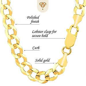 The Diamond Deal 10k Hollow Yellow Gold 4.4mm Shiny Hollow Cuban Comfort Curb Cuban Chain Necklace for Pendants and Charms with Lobster-Claw Clasp (22" And yellow-gold)
