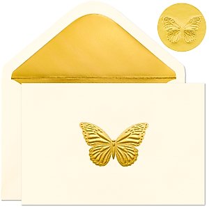Crisky Embossed Gold Blank Greeting Cards with Envelopes & Stickers 25 Pack Butterfly Note Cards Bulk for Birthday, Baby Shower,Bridal Shower, Wedding, Graduation Blank Inside