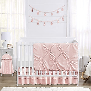 Sweet Jojo Designs Solid Color Blush Pink Shabby Chic Harper Baby Girl Crib Bedding Set 4 pieces