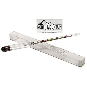 North Mountain Supply - NMSTS-H Glass Triple Scale Hydrometer - Specific Gravity 0.760-1.150 - Potential ABV 0-16% - Sugar Per Liter 0-341 Clear