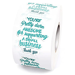 Wailozco You're Pretty Darn Awesome for Supporting - Thank You Handmade Stickers, Small Shop Stickers, Envelopes Labels for Small Business - 500 Per Roll