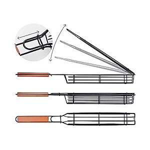 Kabob Grilling Baskets Grilling Basket and Pellet Smoker Tube, BBQ Grill Accessories set of 4 with 12” Stainless Steel Hot/Cold Smoker Tube Grills, BBQ Smoker Rotisserie Basket for Grilling Vegetables