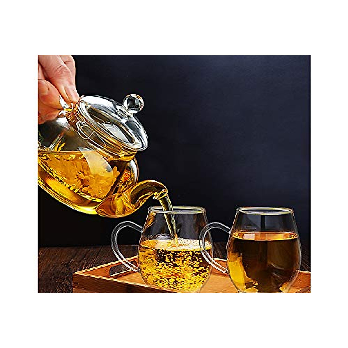 Sun's Tea Ultra Clear Glass Tea Mug | Coffee Mug 16 oz (470 ml) | Borosilicate - Glasses w Big Handle | Simple and Elegant | Microwave Safe | Pure Glass