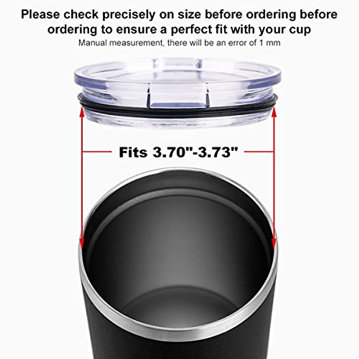 30 oz Tumbler Lids, Fits for 30Oz YETI Rambler, Ozark Trail and More, Koodee 2 Pack Spill-proof Lids,Covers for 30 Ounce Tumbler,Cup (Black)