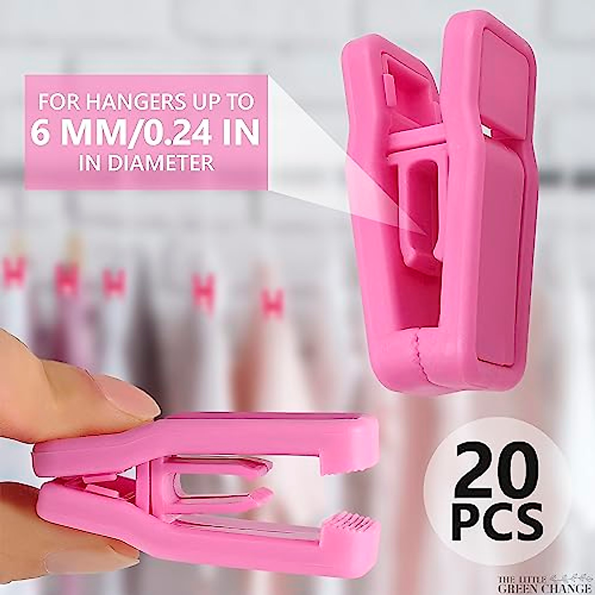 20Pcs Baby Hangers Clips - Hanger Clips for Kids Hangers Plastic with Clips - Pant Clips Pink Baby Clips - Slim Line Finger Clips for Crafts - Small Clothes Clips for Hangers with Clips Plastic