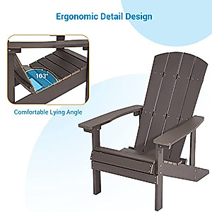 MISSBRELLA Plastic Adirondack Chairs Hips Material Looks Like Real Wood Weather Resistant for Patio Garden, Backyard, Patio and Indoors (Coffee)