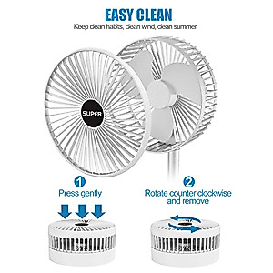 Maelifu Portable Folding Fan 3 Speeds, Stretchable Wall Mount Fan with 180 ° Adjustment Battery Powered or USB Powered, Portable Fan for Traveling Camping Home Beach Bedroom (White)