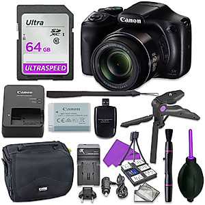 Canon Powershot SX540 Point & Shoot Digital Camera Bundle w/Tripod Hand Grip, 64GB SD Memory, Case and More