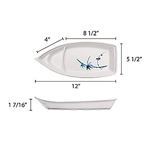 Thunder Group Blue bamboo melamine dinnerware collection 22 oz, 12" x 5 1/2" sushi boat (m), comes in dozen