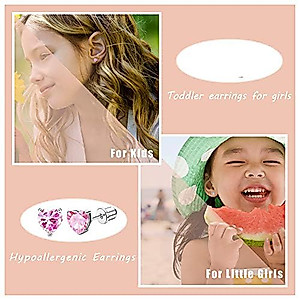 Udalyn 6 Pairs Hypoallergenic Screwback Earrings Tiny Pearl Ball Heart Butterfly Flower CZ Stud Earrings Set Stainless Steel Stud Earrings for Women 18G-20G